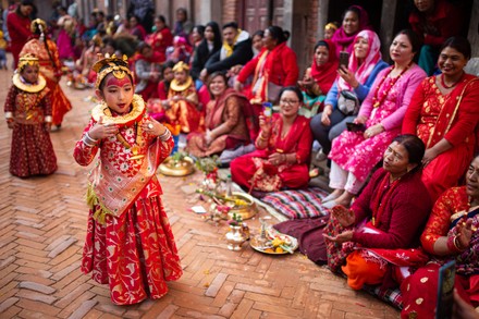 Young Girl Newar Community Dressed Bride Editorial Stock Photo - Stock ...