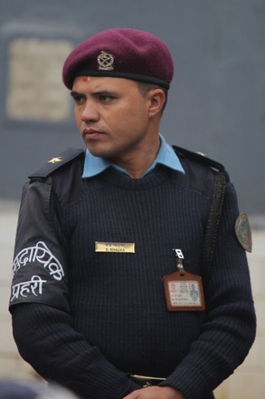 Nepali Police Officer Stands On Alert Editorial Stock Photo - Stock ...