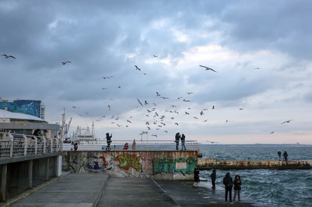 People Seen Relaxing Near Water Photographing Editorial Stock Photo ...