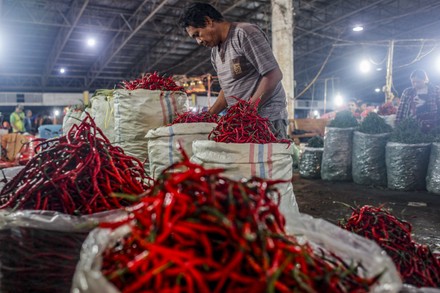 Vendor Prepares Sacks Chilli He Waits Editorial Stock Photo - Stock ...