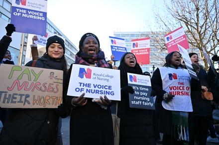 Nurses Protest Outside St Thomas Hospital Editorial Stock Photo - Stock ...