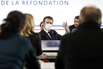 French President Emmanuel Macron Participates Territorial Editorial ...