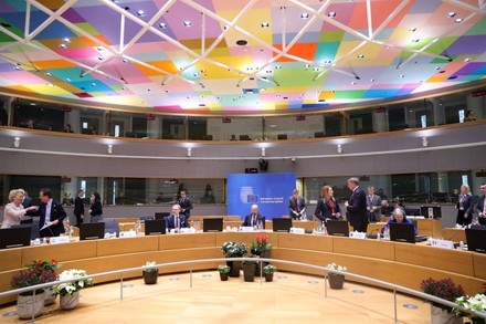Delegates Waiting European Council Meeting Brussels Editorial Stock ...