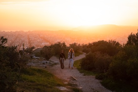 People Enjoy Their Time Filopappou Hill Editorial Stock Photo - Stock ...
