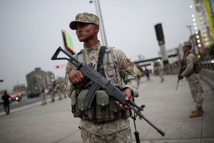 Members Peruvian Armed Forces Protect Streets Editorial Stock Photo ...