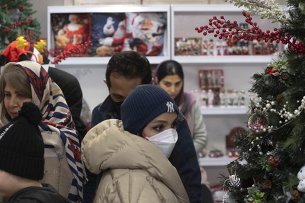 Iranianchristian Woman Looks Christmas Tree While Editorial Stock Photo ...