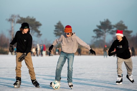 Boys Play Soccer On Ice On Editorial Stock Photo - Stock Image ...