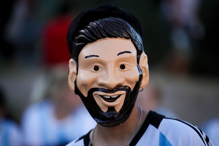 Man Wears Mask Argentina Footballer Lionel Editorial Stock Photo ...