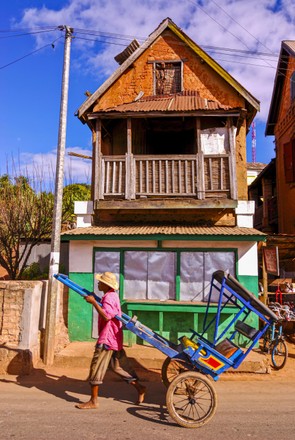Walking Rickshaw Before Colonial House Fianamarana Editorial Stock ...