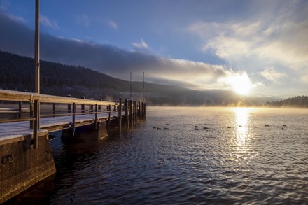Evening Light Jetty Winter Titisee Titiseeneustadt Editorial Stock ...