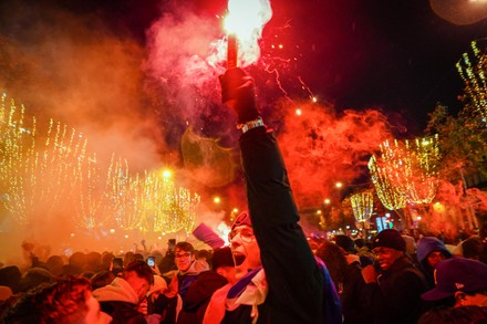 Football Fan Holds Red Firework Support Editorial Stock Photo - Stock ...