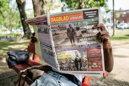 Paramaribo Man Reads Dagblad Suriname Minister Editorial Stock Photo ...