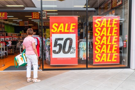 Shoppers Walk Past Sale Signs Shop Editorial Stock Photo - Stock Image ...