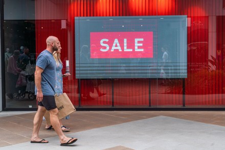 Shoppers Walk Past Sale Signs Shop Editorial Stock Photo - Stock Image ...
