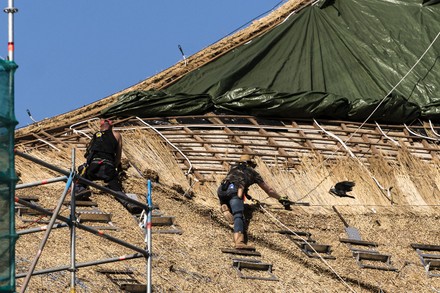 Kaatsheuvel Thatchers Work On Roof Main Editorial Stock Photo - Stock ...