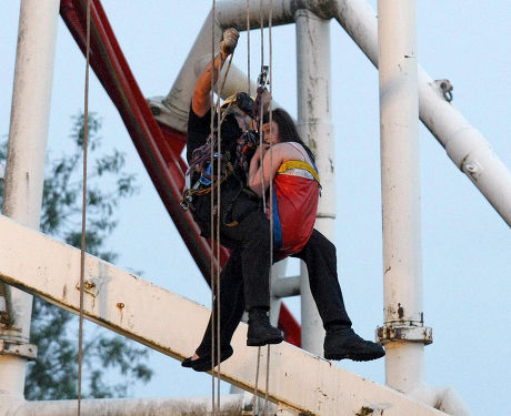 Passengers Being Rescued Stuck Rollercoaster Editorial Stock Photo ...