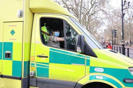 Military Personell Drive Ambulances Wellington Barracks Editorial Stock ...