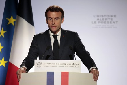 French President Emmanuel Macron Delivers Speech Editorial Stock Photo ...