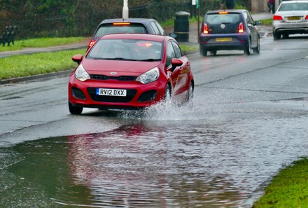 Vehicles Drive Through Huge Puddle Surface Editorial Stock Photo ...