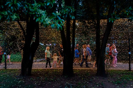 People Walk Through Light Tunnel Light Editorial Stock Photo - Stock ...