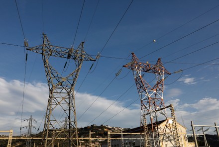 Hightension Electricity Power Lines Nice Southern Editorial Stock Photo ...