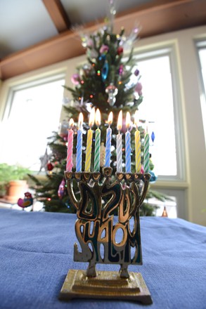 Hanukkah Menorah Christmas Tree Editorial Stock Photo - Stock Image ...