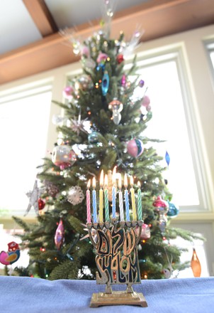 Hanukkah Menorah Christmas Tree Editorial Stock Photo - Stock Image ...