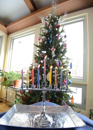 Hanukkah Menorah Christmas Tree Editorial Stock Photo - Stock Image ...