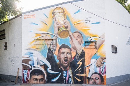 Mural Messi Lifting World Cup Buenos Editorial Stock Photo - Stock ...