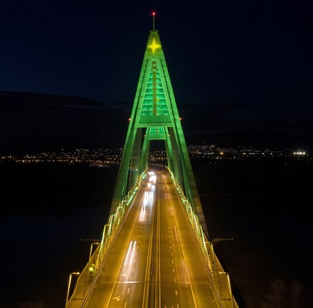 Festive Lighting 100 Meters High Pylons Editorial Stock Photo - Stock ...