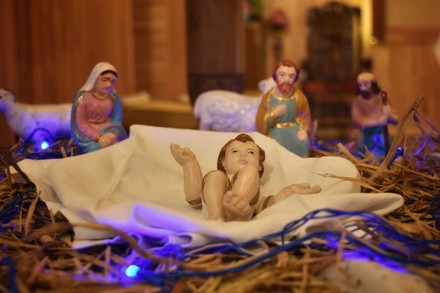Nativity Scene On Display Inside Holy Editorial Stock Photo - Stock ...