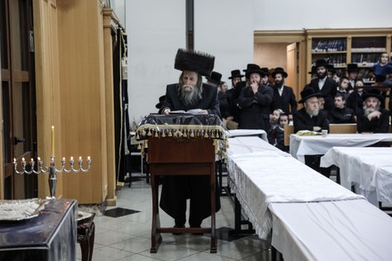 Ultraorthodox Jews Light Candles Their Rabbi Editorial Stock Photo ...
