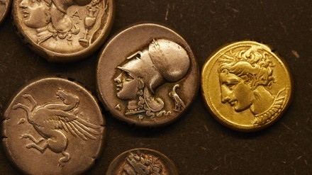 Ancient Silver Coins Macro Archaeological Museum Editorial Stock Photo ...
