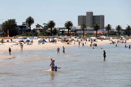 Beach Goers Seen Port Melbourne Beach Editorial Stock Photo - Stock ...