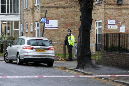 Police Officer Guards Crime Scene On Editorial Stock Photo - Stock ...