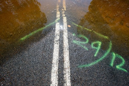 River Level Marking Seen On Road Editorial Stock Photo - Stock Image ...