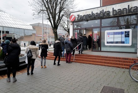 Croatian Citizens Waiti Line Front Bank Editorial Stock Photo - Stock ...