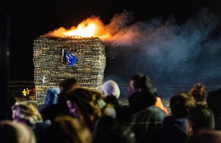 People Enjoy Bonfire On Noorder Beach Editorial Stock Photo - Stock ...