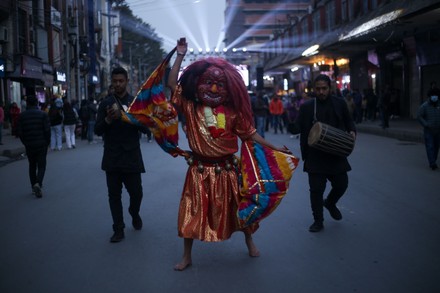 Lakhe Nepali Demon Deity Dances On Editorial Stock Photo - Stock Image ...