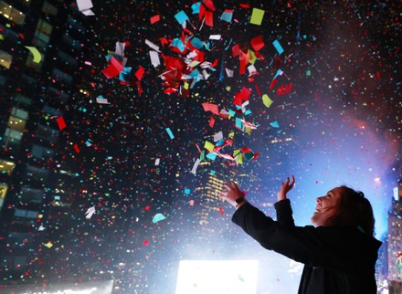 Nypd Police Officer Walks Through Confetti Editorial Stock Photo ...