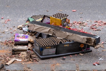 Remains Burnt Fireworks Glass Bottles Last Editorial Stock Photo ...