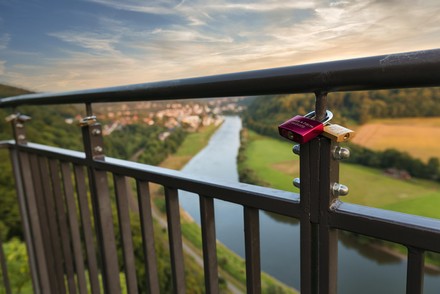 Two Love Locks On Railing View Editorial Stock Photo - Stock Image ...