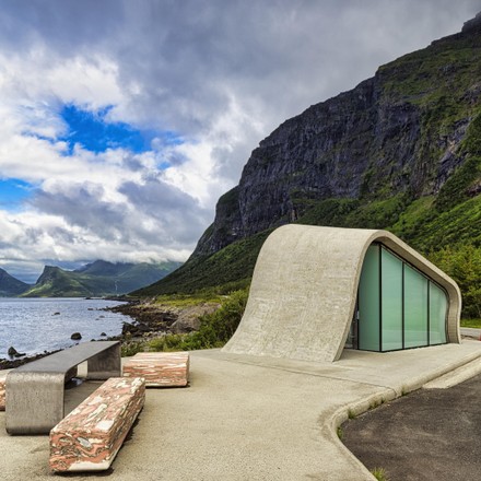 Ureddplassen Rest Area Waveshaped Concrete Glass Editorial Stock Photo ...