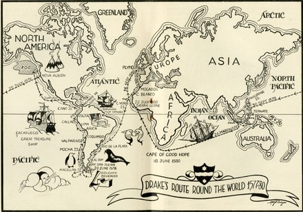 Map Sir Francis Drakes Route Round Editorial Stock Photo - Stock Image ...