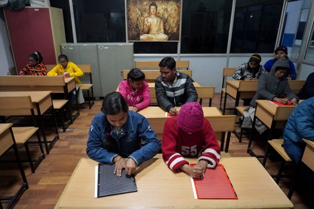 Visually Impaired Students Write Using Braille Editorial Stock Photo ...