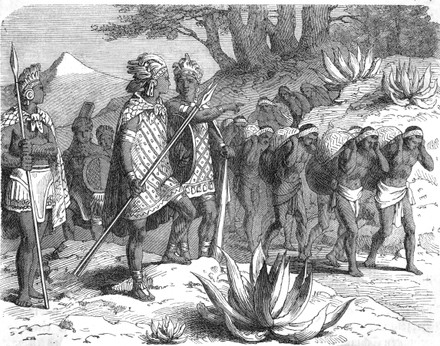 Aztec Warriors Directing Caravan Porters On Editorial Stock Photo ...