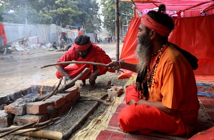 Indian Monks Handle Holy Fire During Editorial Stock Photo - Stock ...