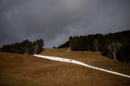 Rainbow Seen Behind Snowless Skiing Slope Editorial Stock Photo - Stock ...