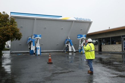 Utility Worker Checks Out Damage Canopy Editorial Stock Photo - Stock ...