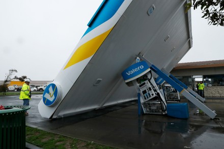 Utility Worker Checks Out Damage Canopy Editorial Stock Photo - Stock ...